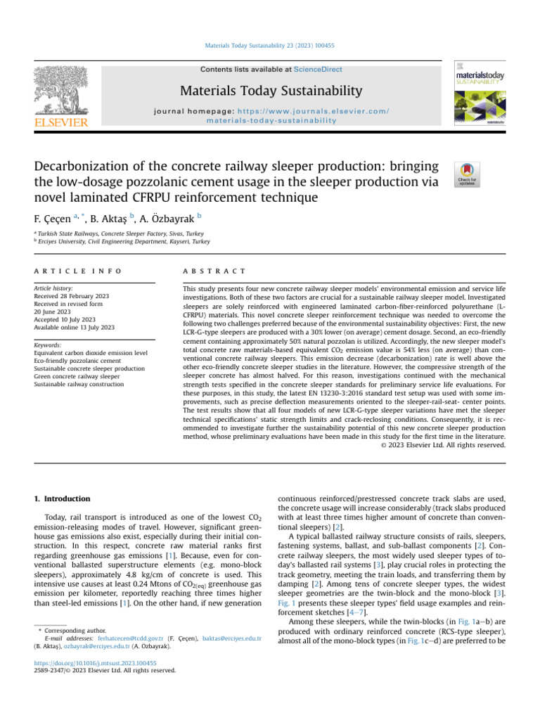 Decarbonization of The Concrete Railway Sleeper Production Bringing | PDF