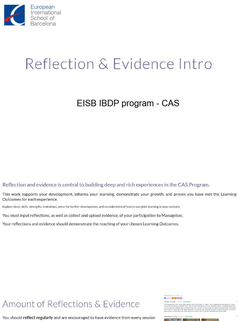 Entering CAS Reflections | PDF