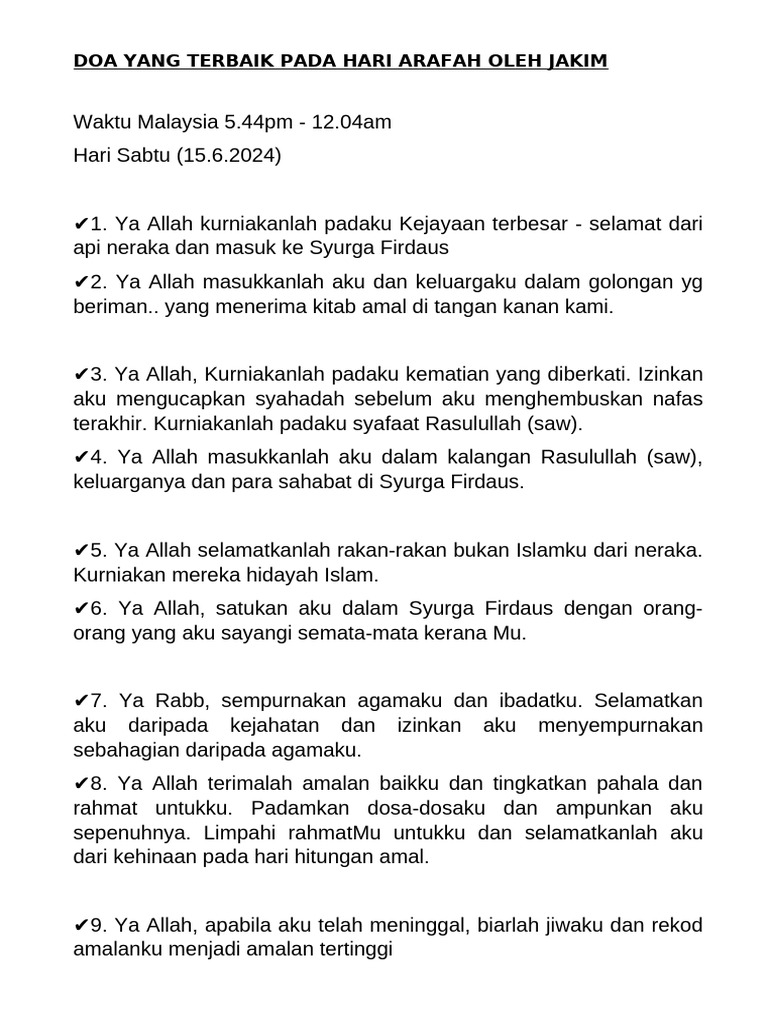Doa Arafah 24. | PDF