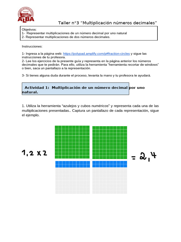 Guía N°3 Multiplicación de Números Decimales. | PDF