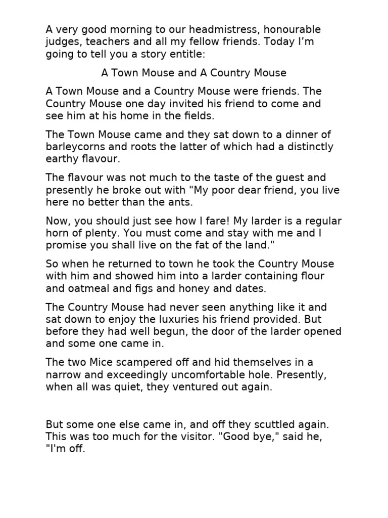 A Town Mouse and A Country Mouse | PDF