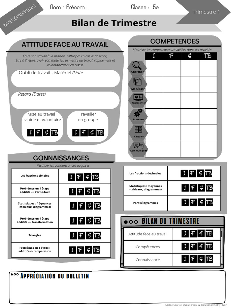 Maths - Bilan Trimestre | PDF