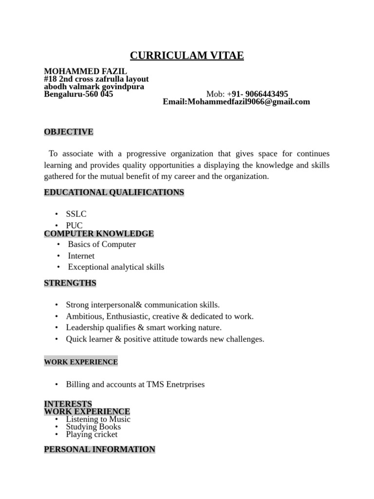 Shifa Resume | PDF