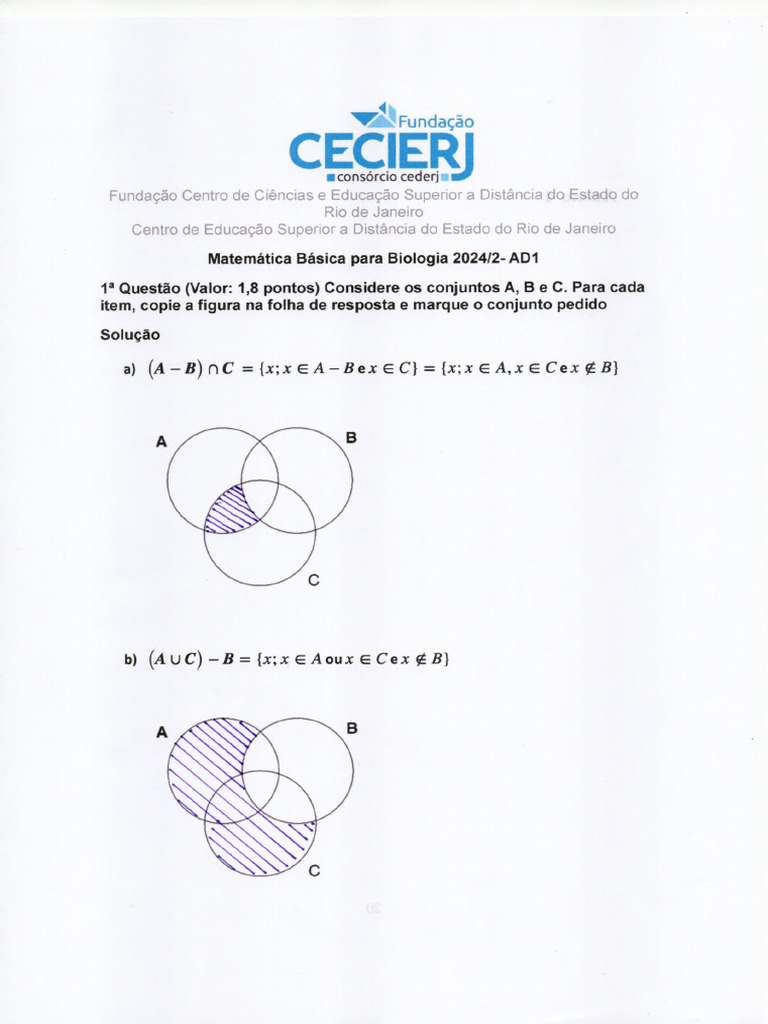 Gabarito AD1 MB Bio 2024-2 | PDF | Teaching Methods & Materials