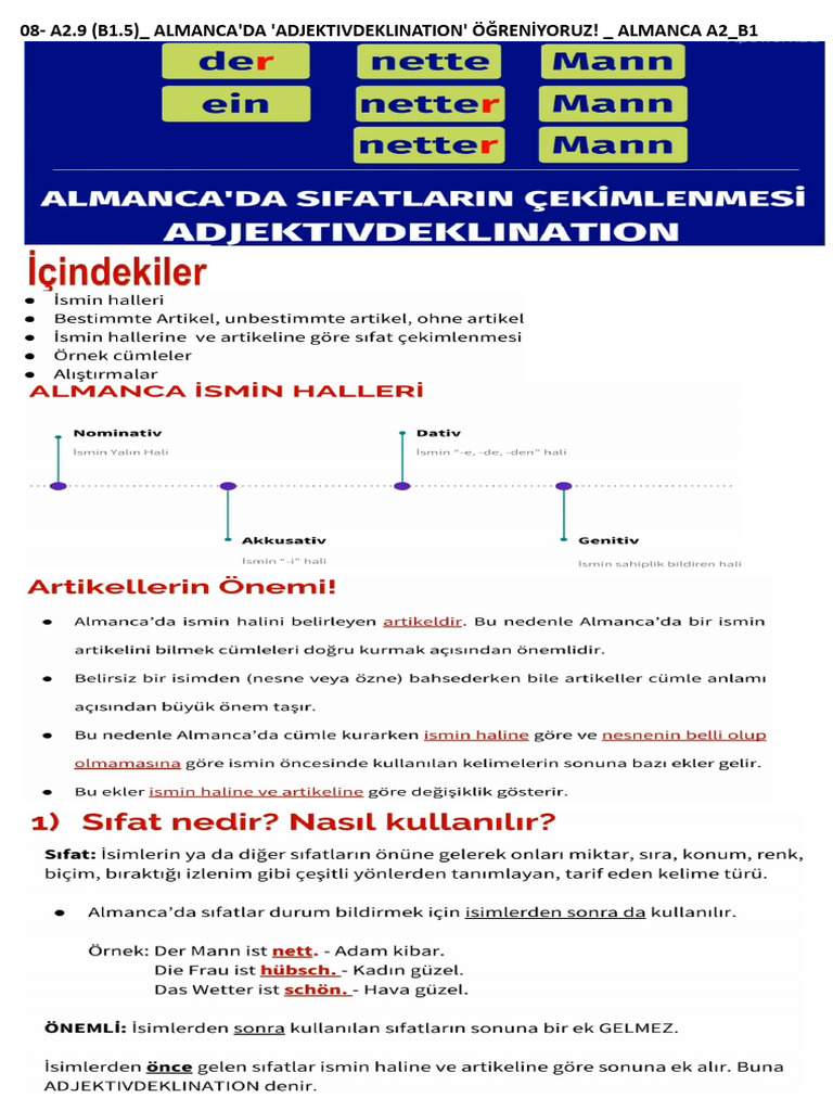 Almanca'da Adjektivdeklination | PDF