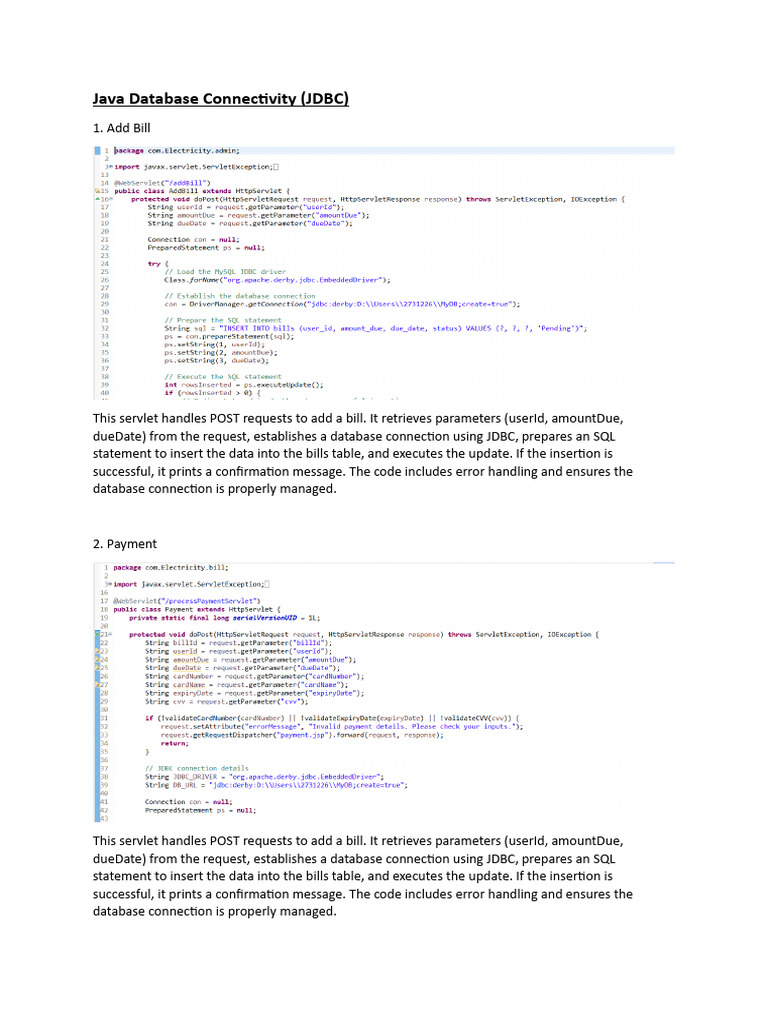 JDBC Servlets for Bill Management | PDF | Databases | Computers