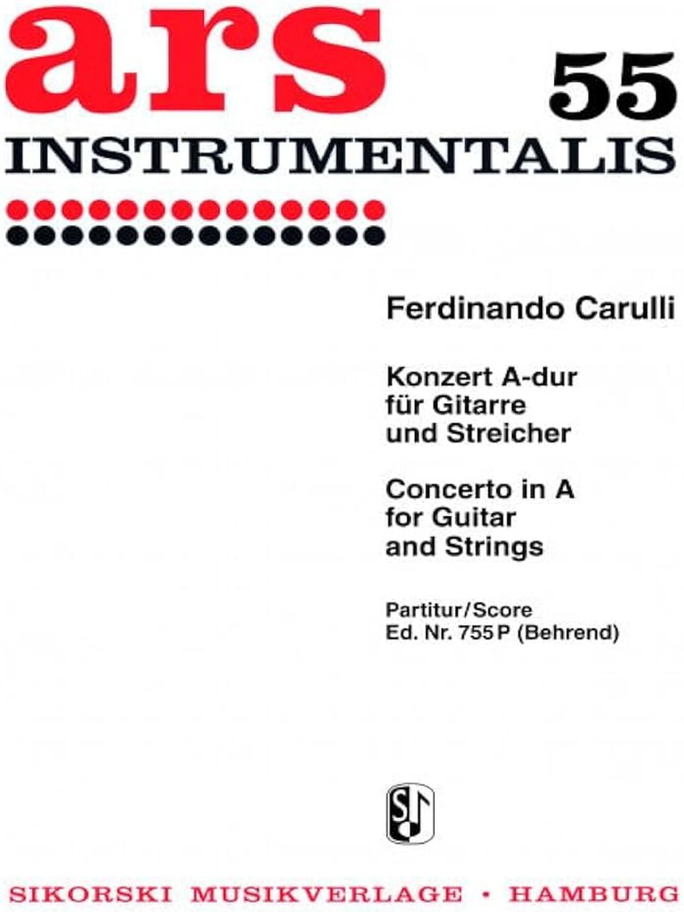 Ferdinando Carulli - Concert in A Major For Guitar and Strings Ed ...