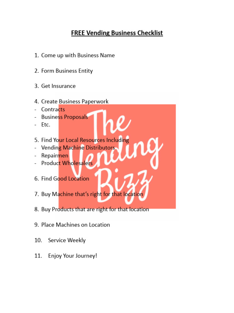FREE Vending Business Check List | PDF
