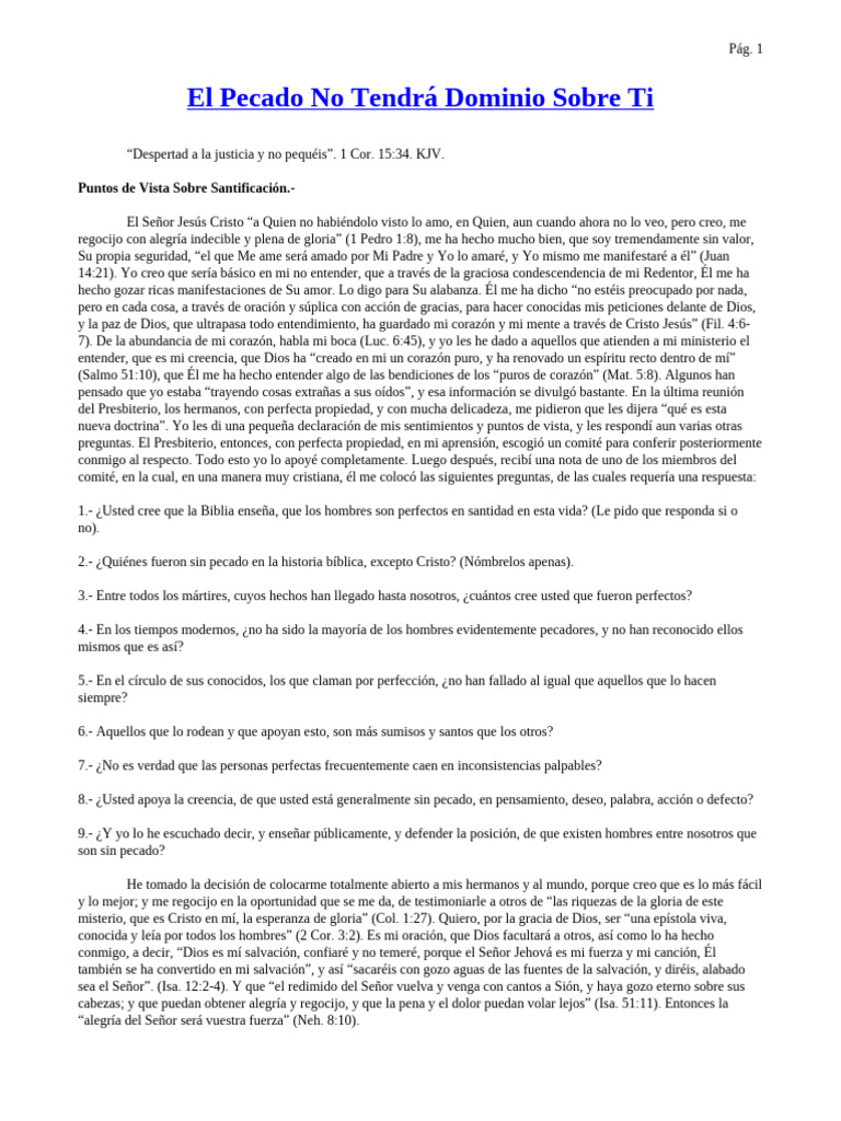 El Pecado No Tendra Dominio Sobre Ti, Charles Fitch | PDF