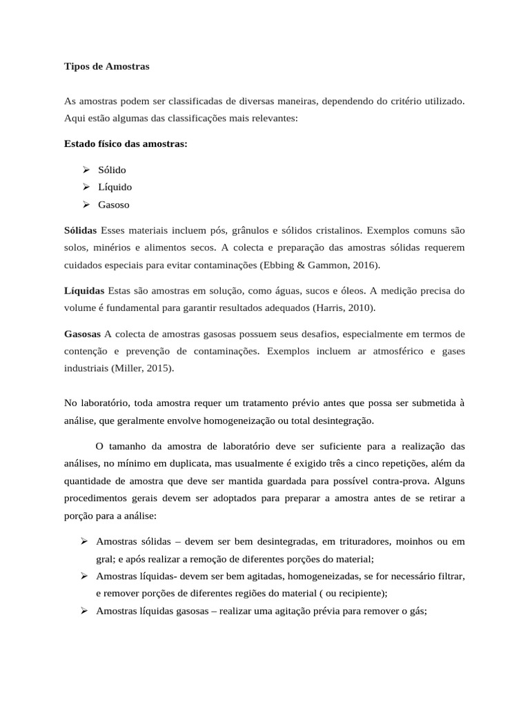 Tipos de Amostras | PDF | Química | Química Física