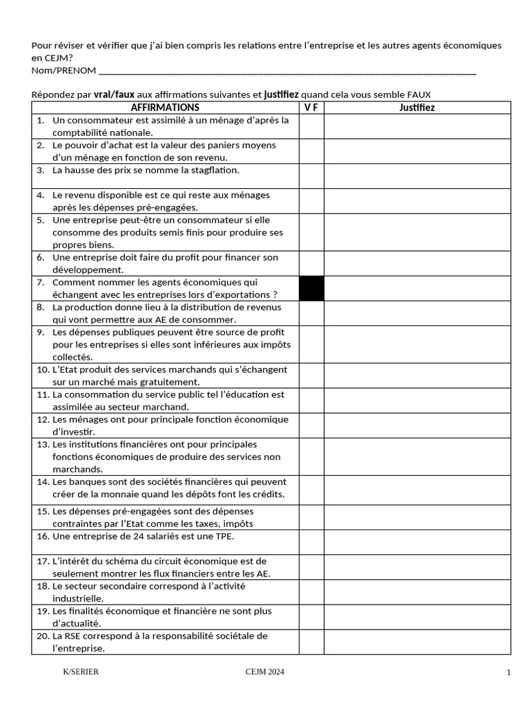 QCM Revisions Chap 1 | PDF