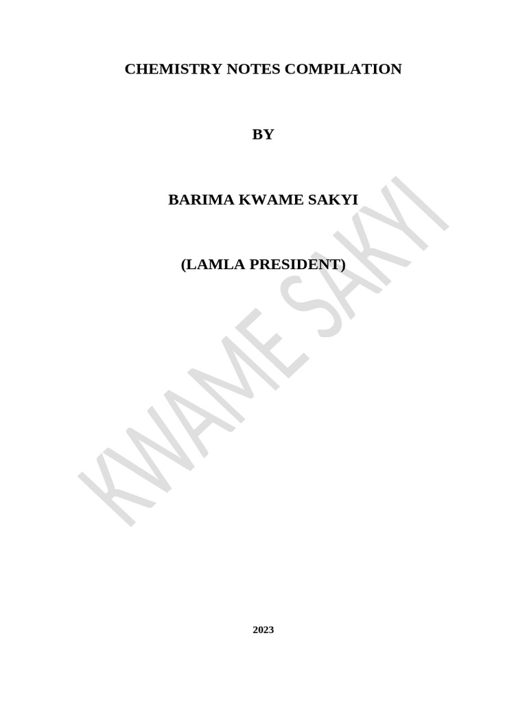 Chemistry Notes Compilation, Isaac | PDF | Chemical Compounds ...