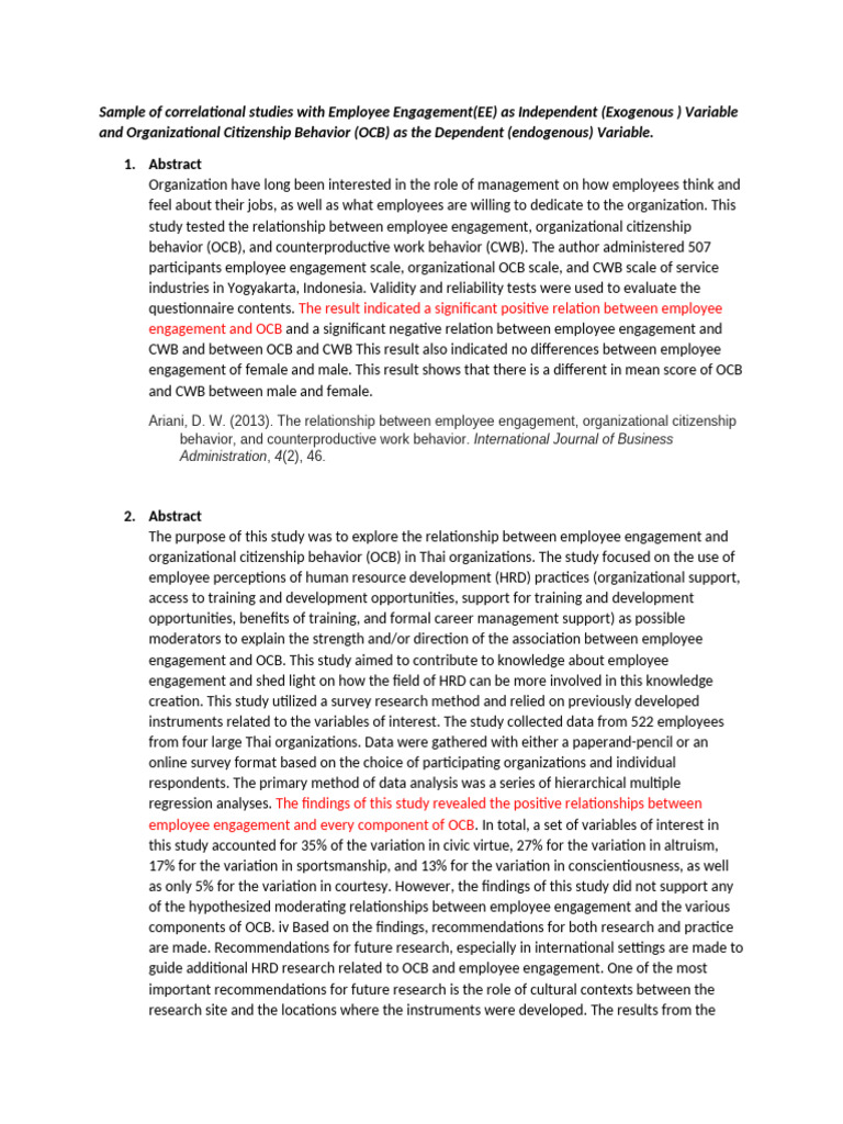 Example of Correlational Studies With Employee Engagement | PDF