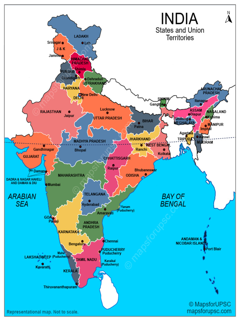 India States and Union Territories Map | PDF