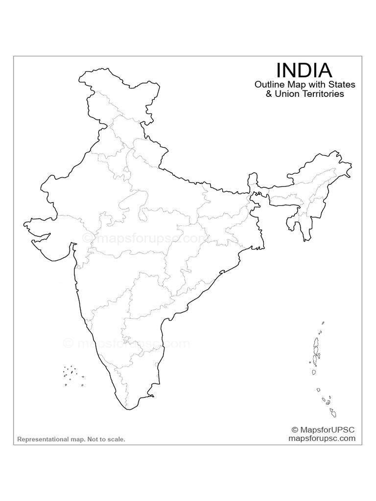 India Outline Map with States & UTs | PDF | Map | Cartography