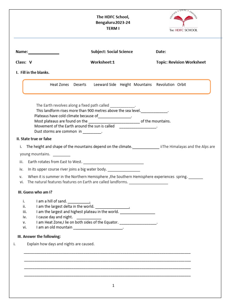 SST Worksheet | PDF | Plateau | Desert