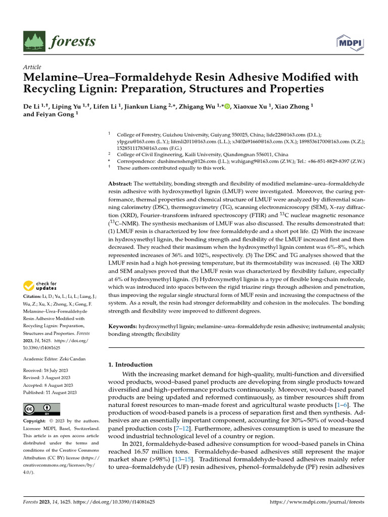 Melamine-Urea-Formaldehyde Resin Adhesive Modified | PDF
