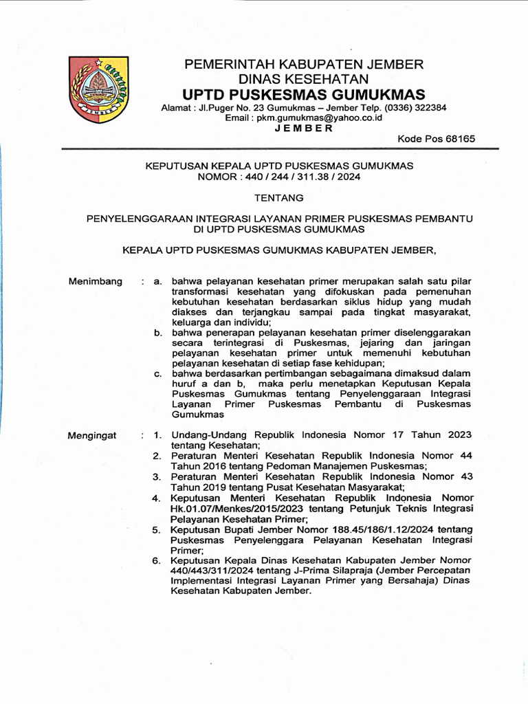 SK Penyelenggara Ilp Pustu | PDF