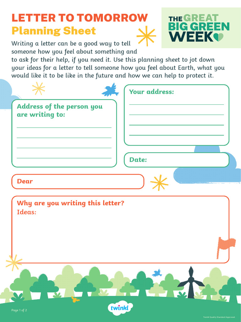 Letter To Tomorrow Structure and Planning Sheet | PDF