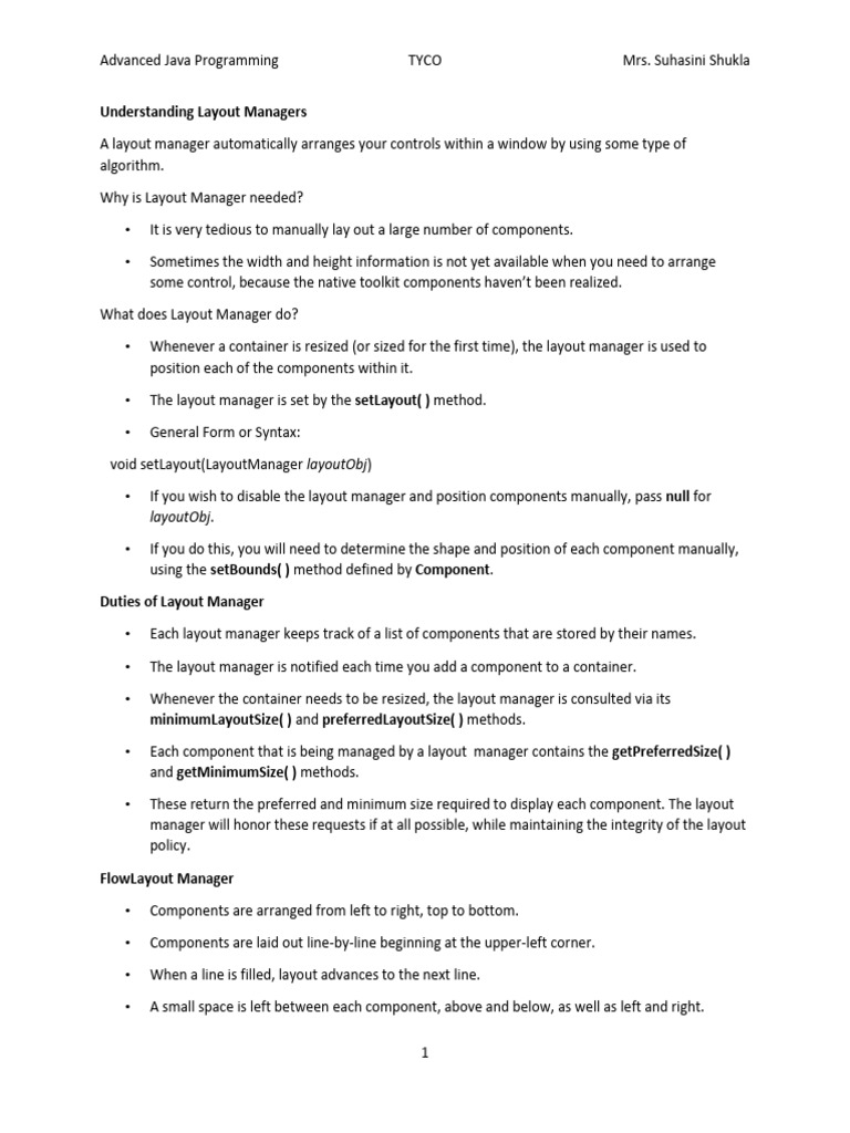 Layout Managers | PDF