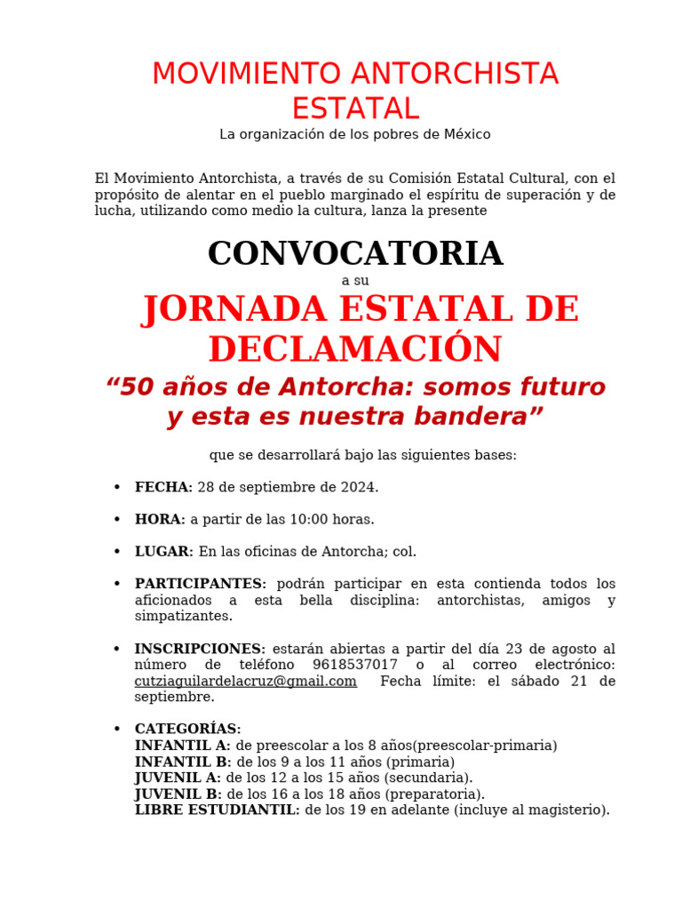 Conv. Est. Declamación | PDF