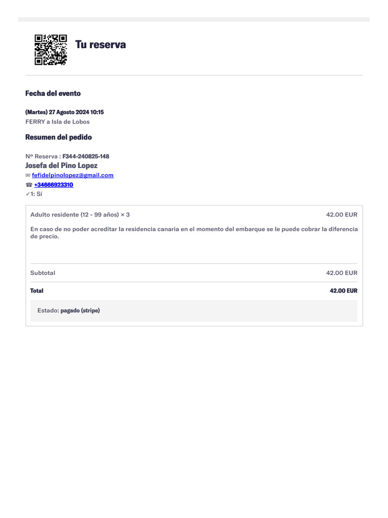 Tu Reserva Tu Reserva: Fecha Del Evento Fecha Del Evento | PDF