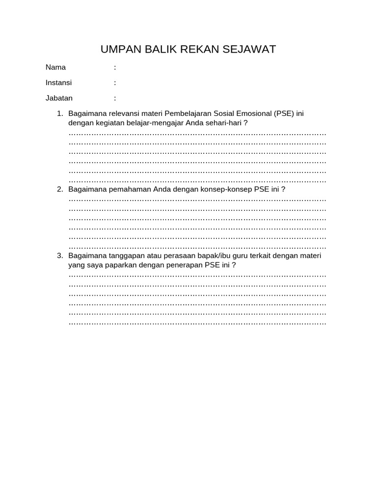 Umpan Balik Rekan Sejawat-1 | PDF