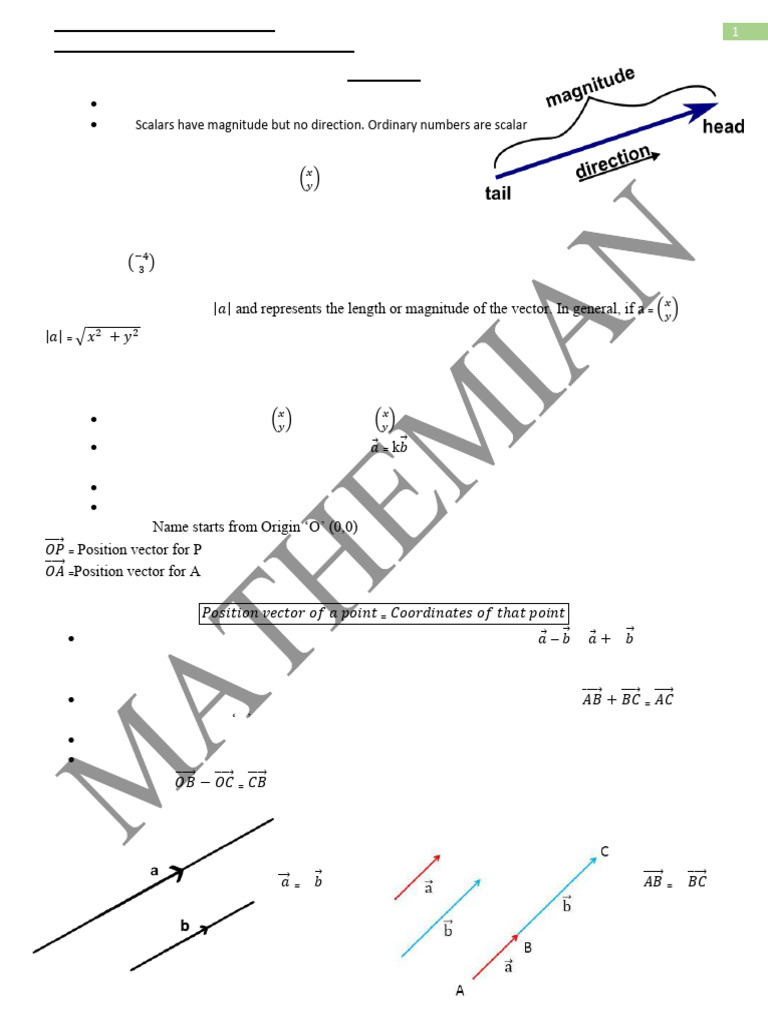 Vectors Notes | PDF