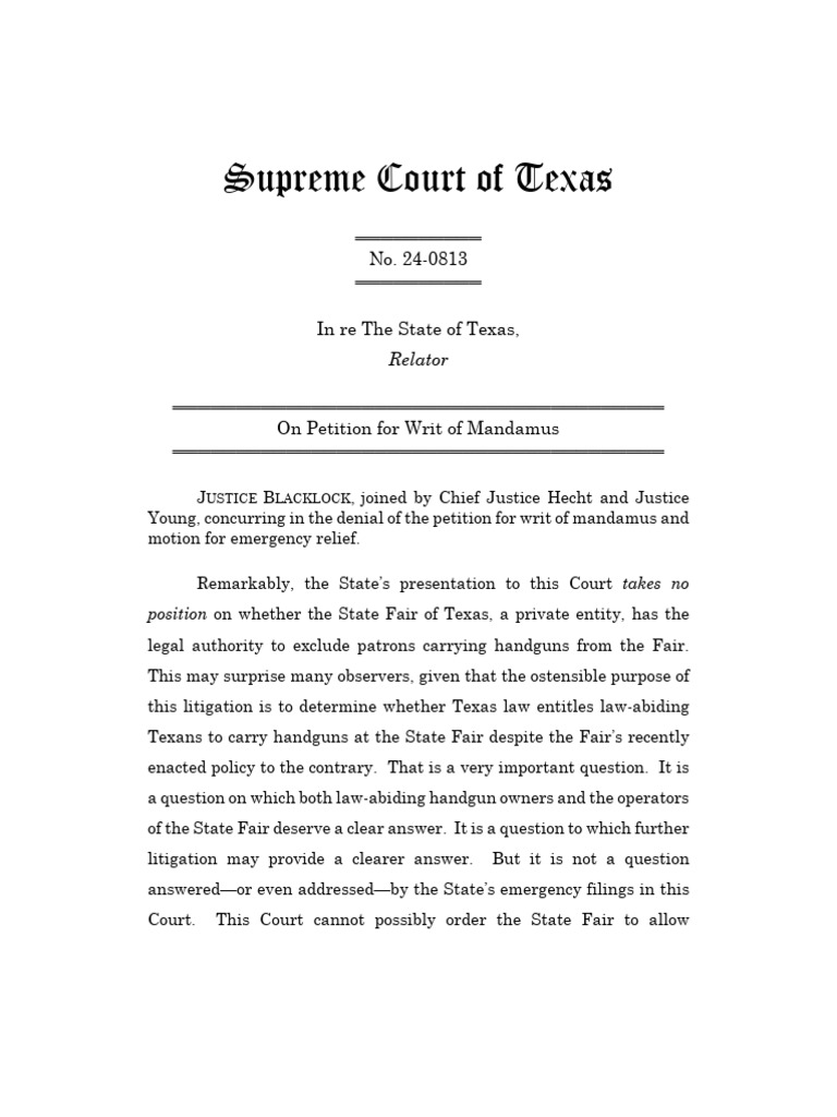 TX Supreme Court Ruling On Guns at State Fair | PDF | Lawsuit | Supreme ...