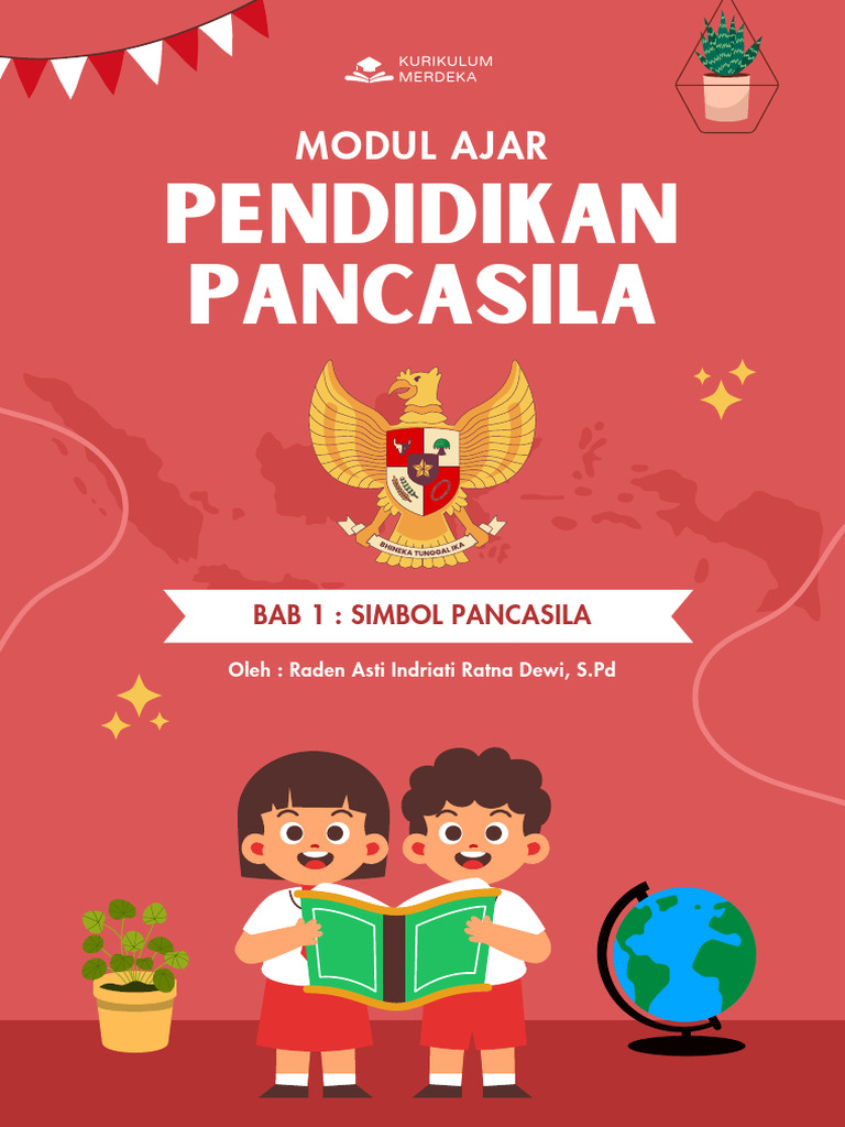 Sampul Buku Modul Ajar Pendidikan Pancasila Merah Ilustratif | PDF