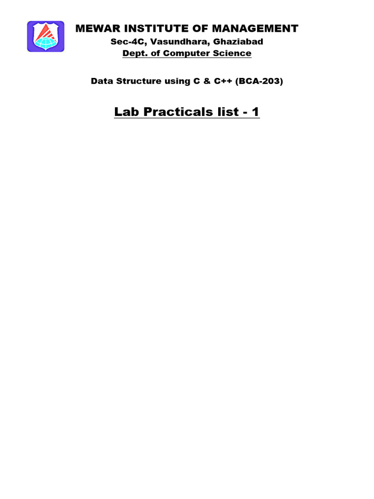 DS Lab Practical List 1 | PDF