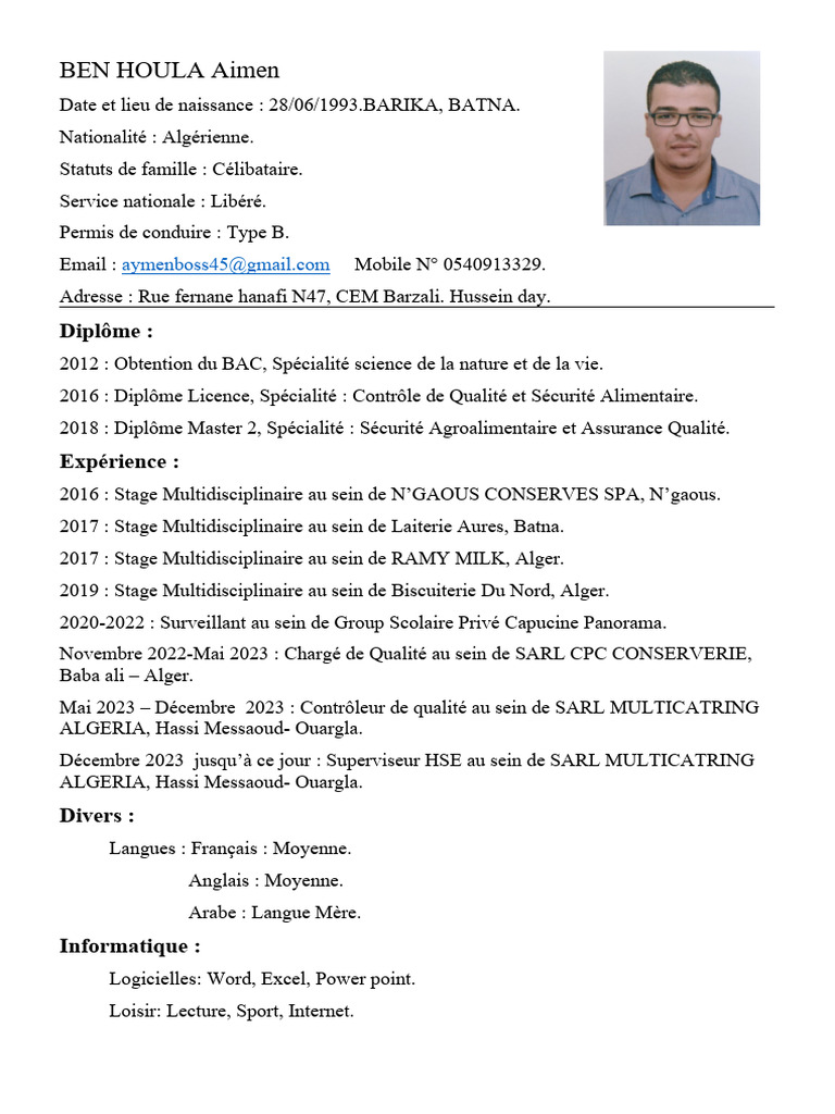CV Aymen PDF | PDF