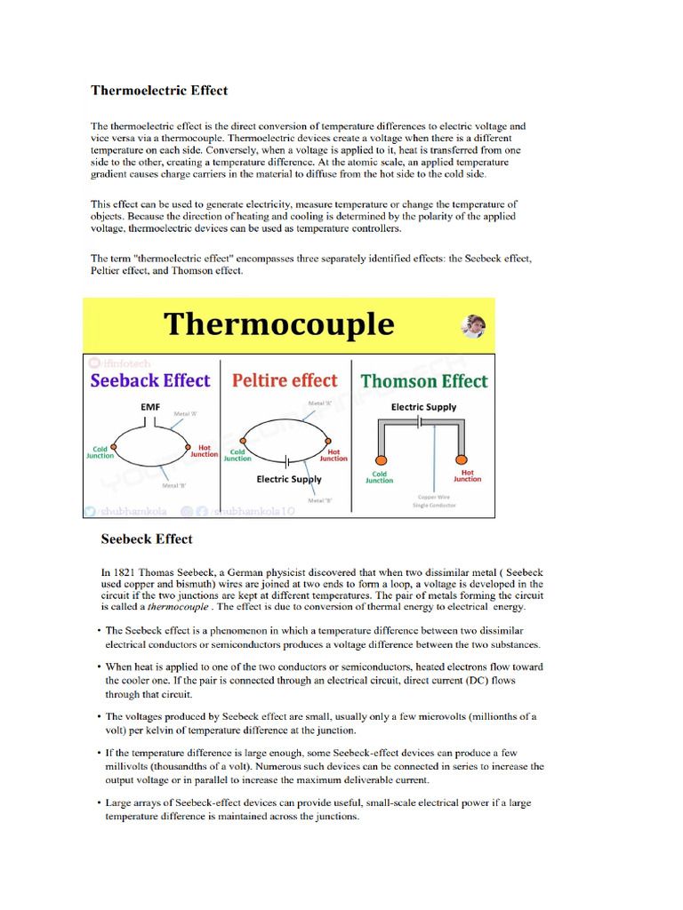 Unit-2 Thermoelectric and Thomson | PDF