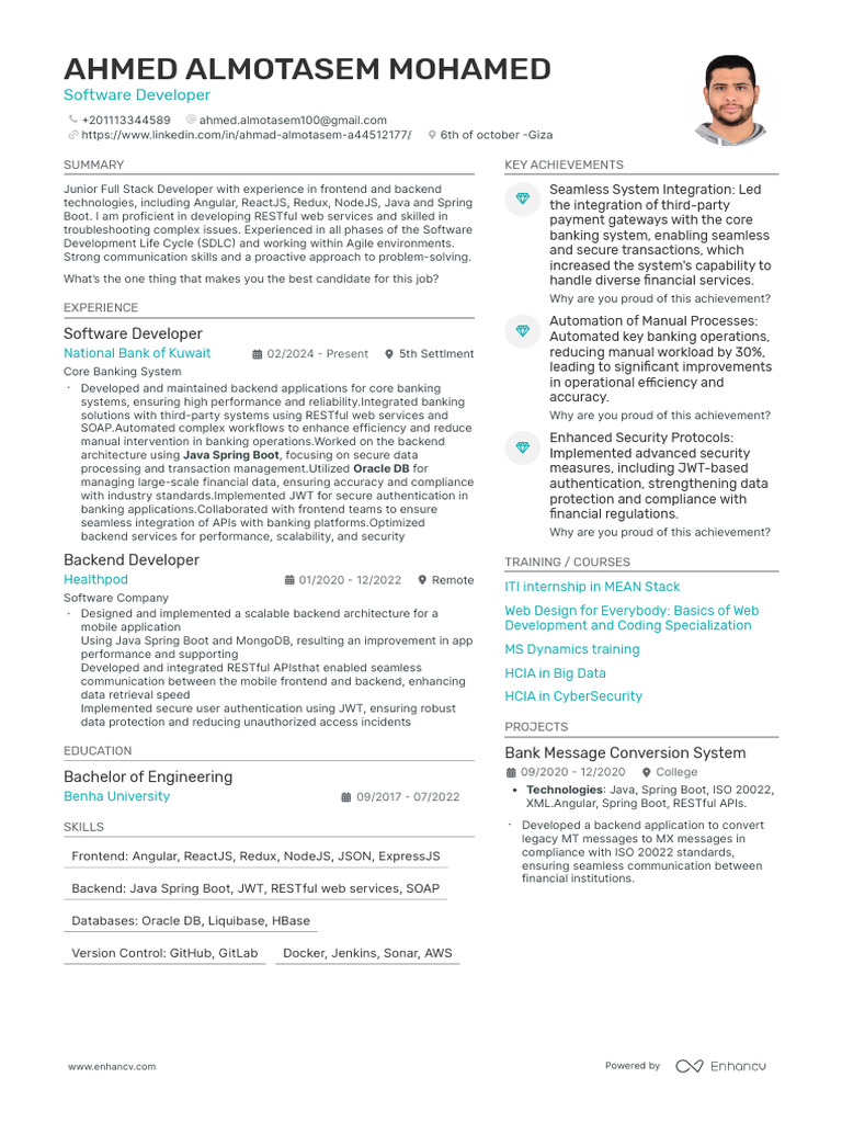 Ahmed Almotasem Mohamed: Software Developer | PDF | Web Service | Java (Programming Language)