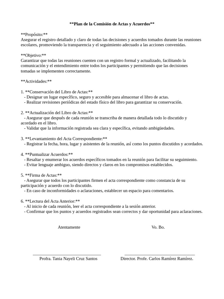 Plan de Actas | PDF