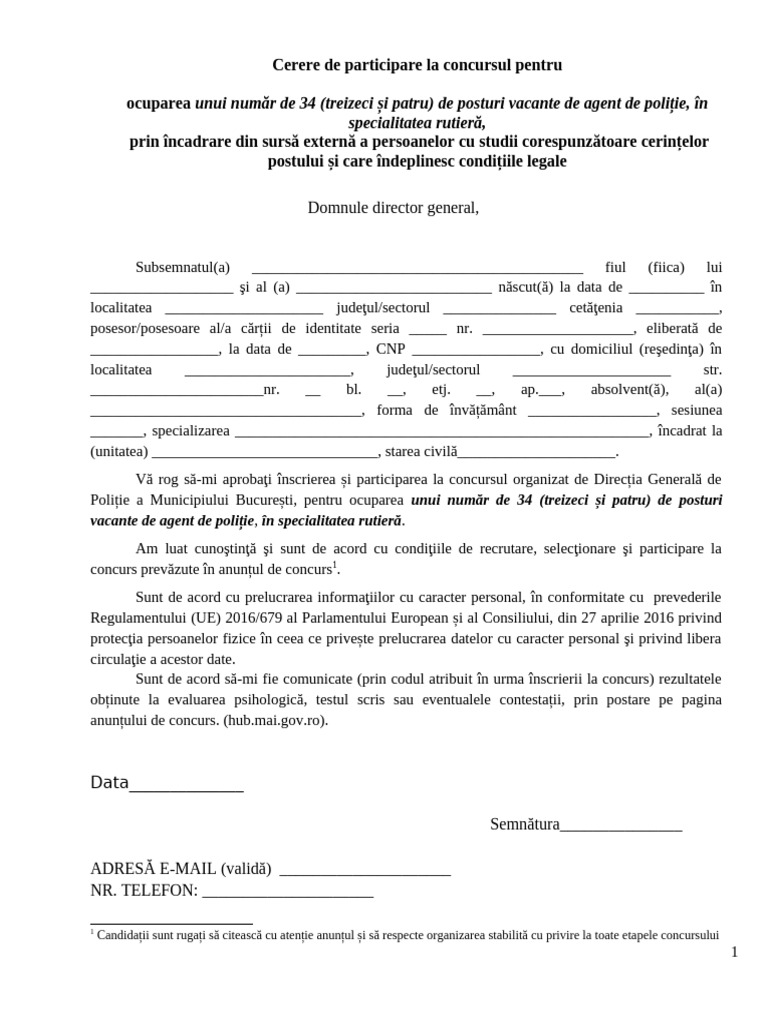 Cerere de Participare | PDF