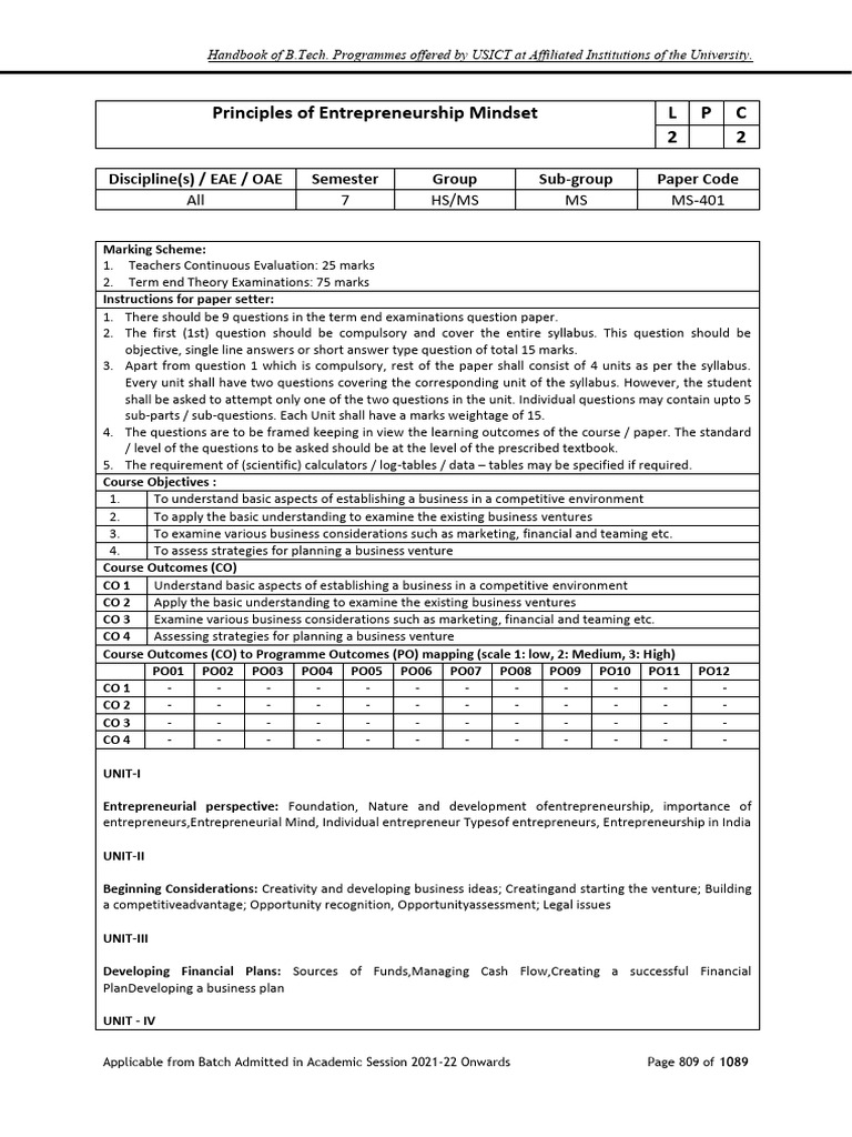 Semester 7 (Syllabus) | PDF