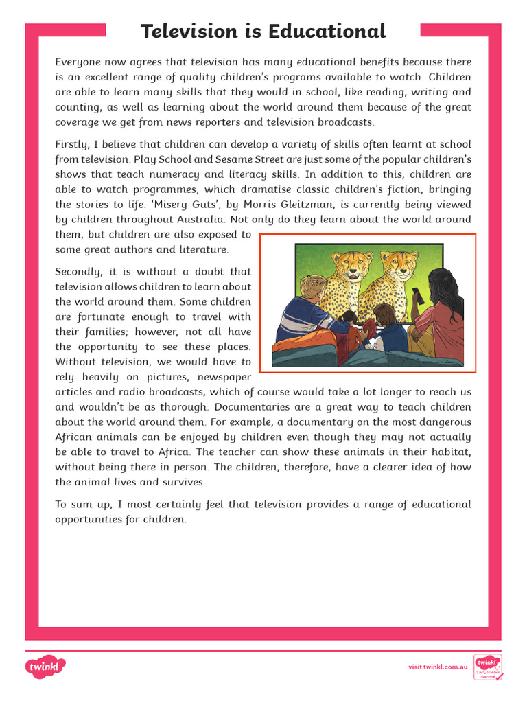 Television Is Educational Persuasive Reading Comprehension | PDF ...