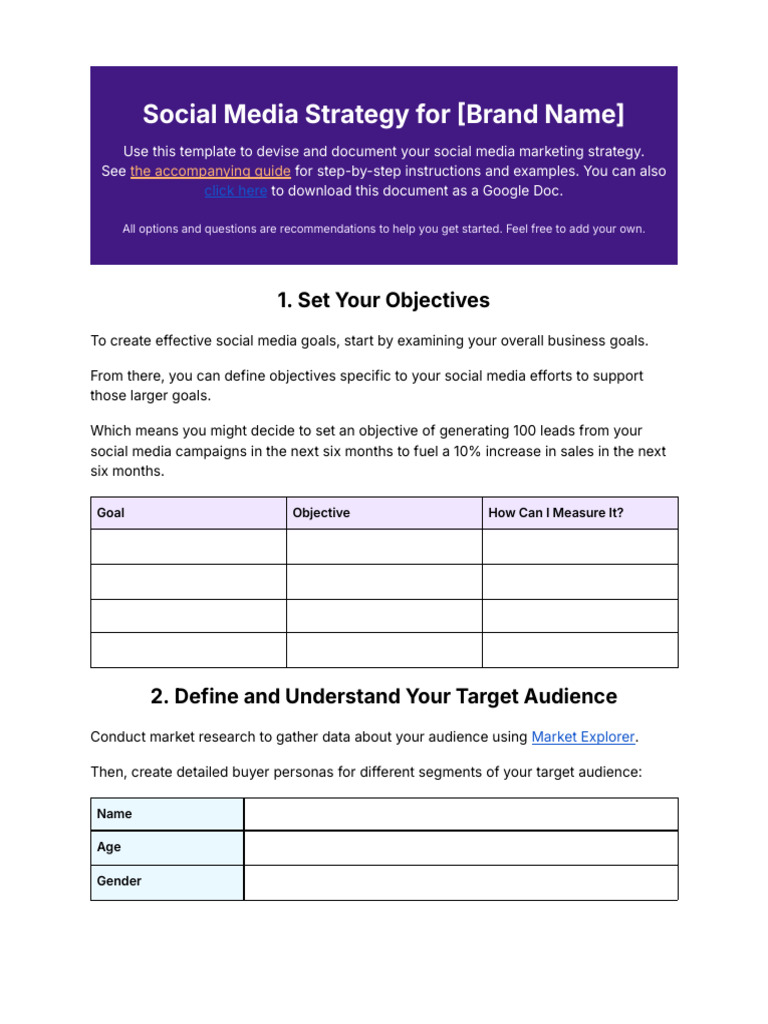 Social Media Strategy Template | PDF