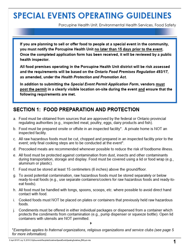 Special Events Guidelines | PDF