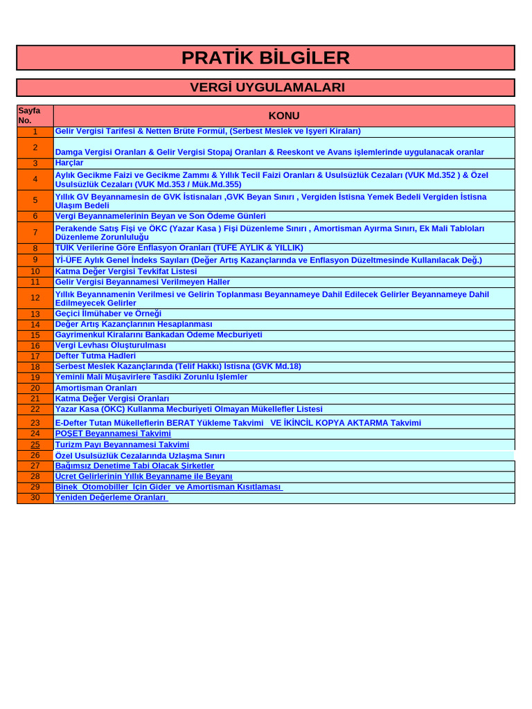 Pratik Bilgiler Vergi 2024 | PDF