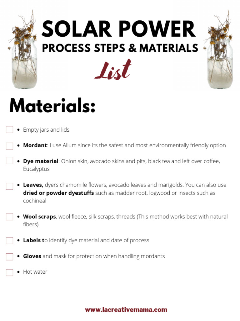 La Creative Mama Solar Dyeing Process 1 | PDF