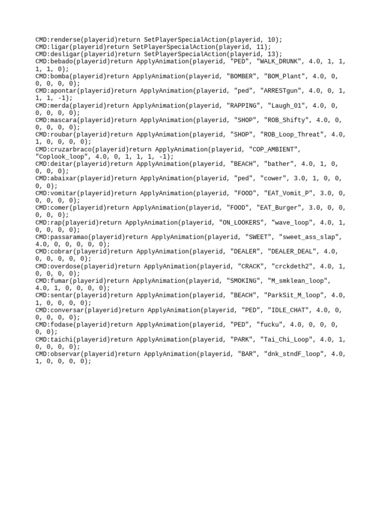 Animacoes Samp | PDF