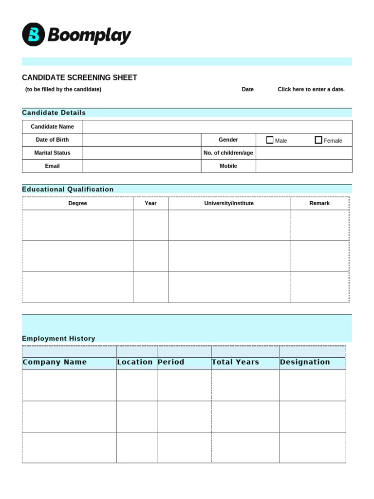 Candidate Screening Form | PDF