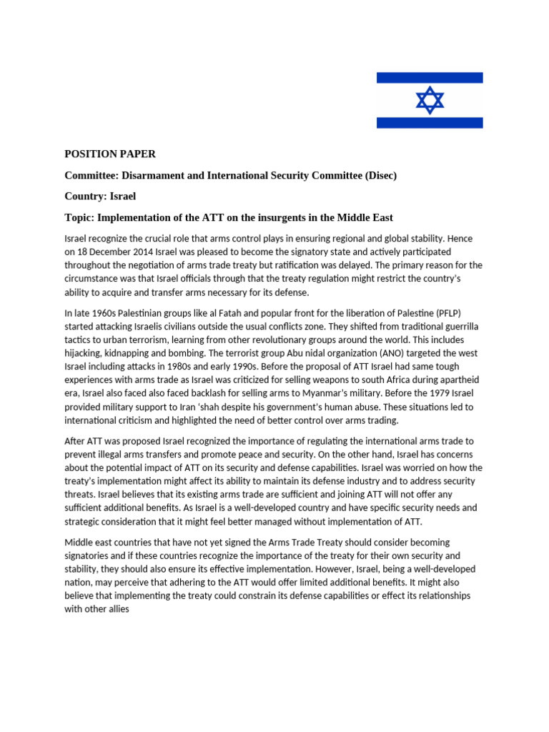POSITION PAPER Israel | PDF | Israel | World Politics