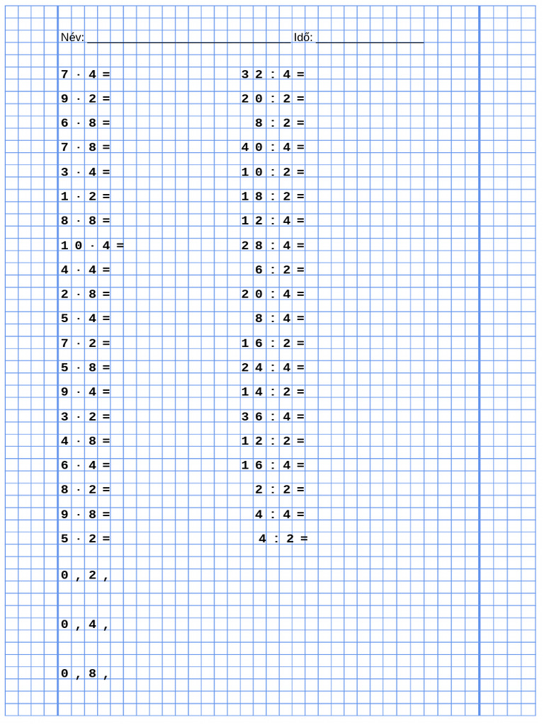 Szorzó 2,4,8 | PDF