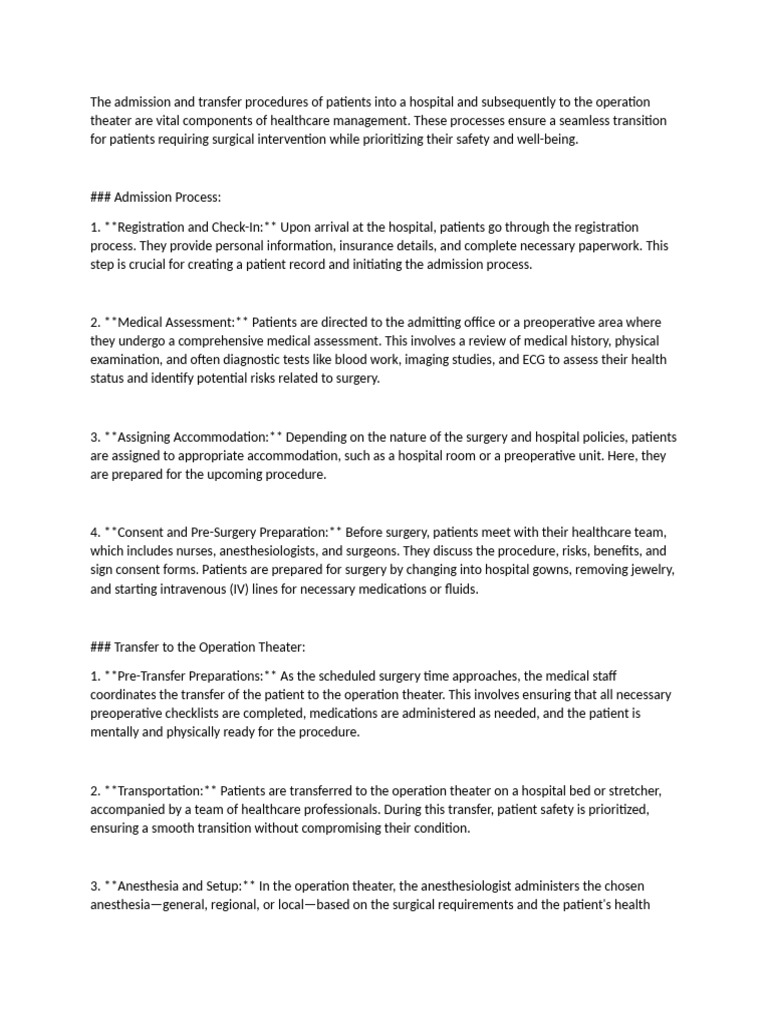 Admission And Transfer Procedure Pdf