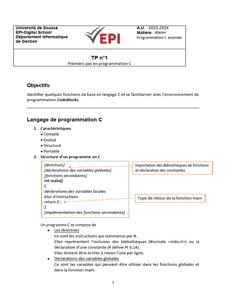 Codeblocks: Atelier Programmation C Avancée | PDF