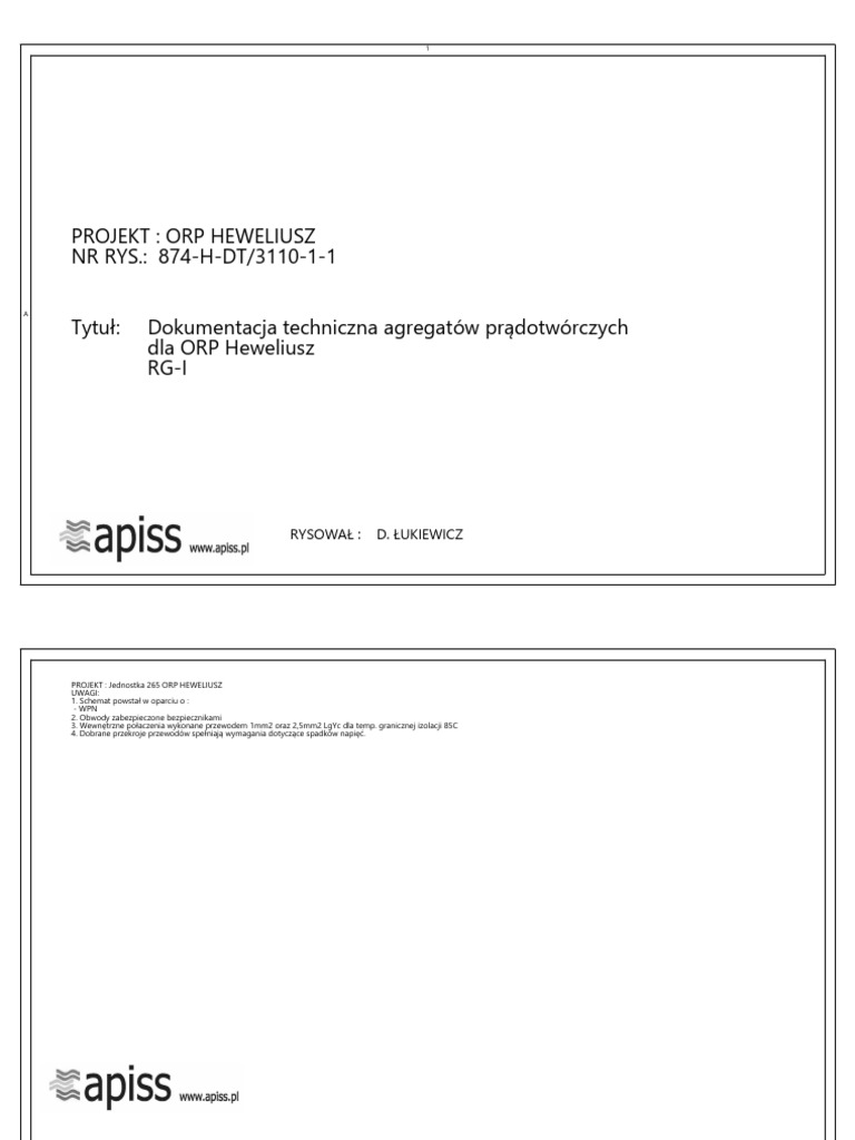 Projekt: Orp Heweliusz NR RYS.: 874-H-DT/3110-1-1 Tytuł: Dokumentacja ...