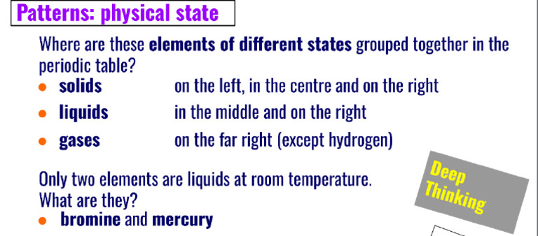 Physical States On The Periodic Table | PDF